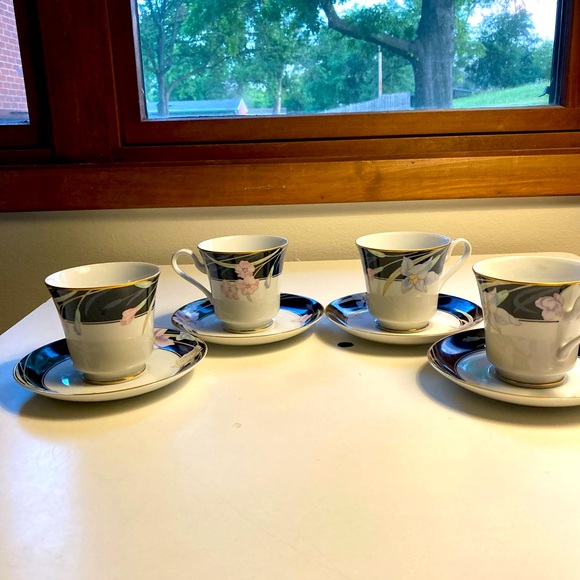 Mikasa | Dining | Mikasa Charisma Black 98s L9050 Footed Cup Saucer 4 ...